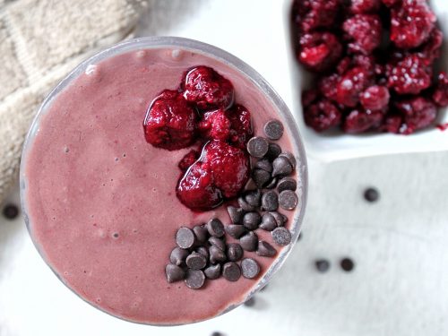 Creamy Chocolate Raspberry Smoothie - Plant Based And Broke
