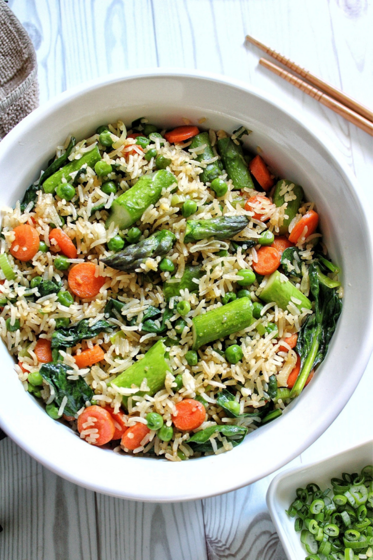 Spring Vegetable Fried Rice with Asparagus - Plant Based And Broke