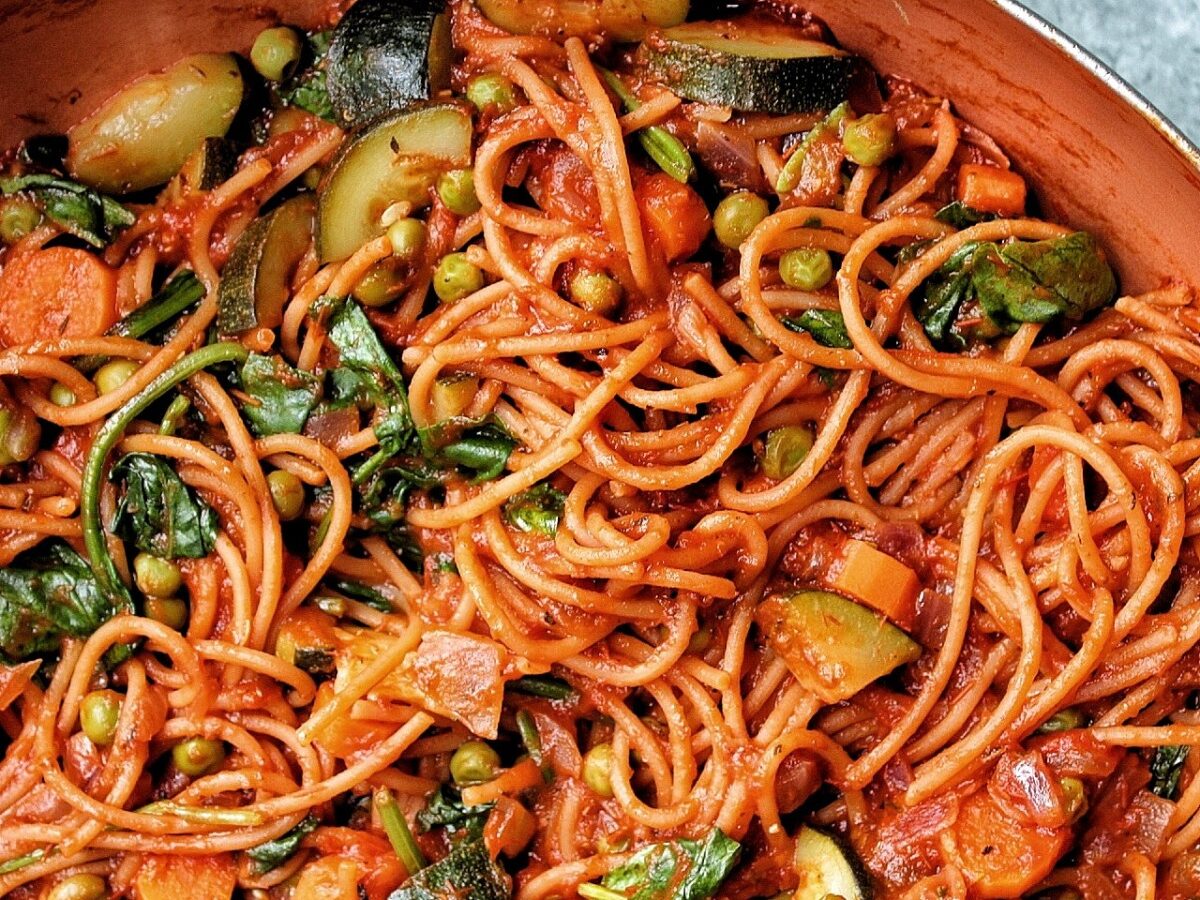 Vegetable Spaghetti with Zucchini and Carrots - Plant Based And Broke